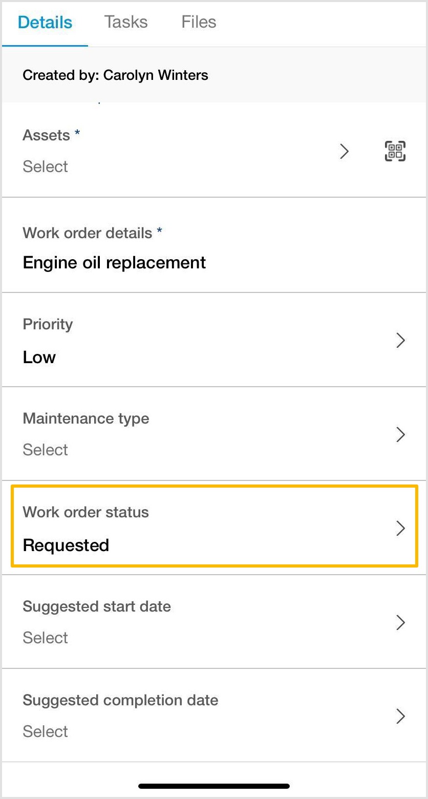 Change the status of a work request – Help Center
