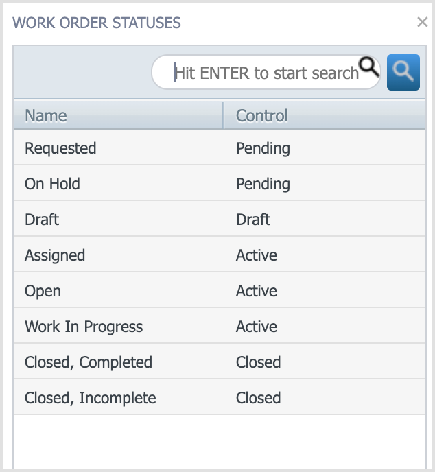 Change the default work order status – Help Center