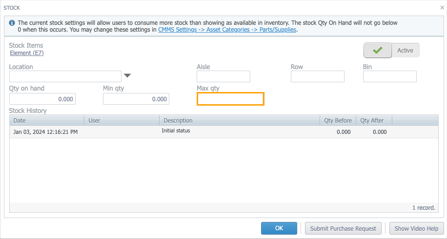 Add maximum quantity field to parts – Help Center