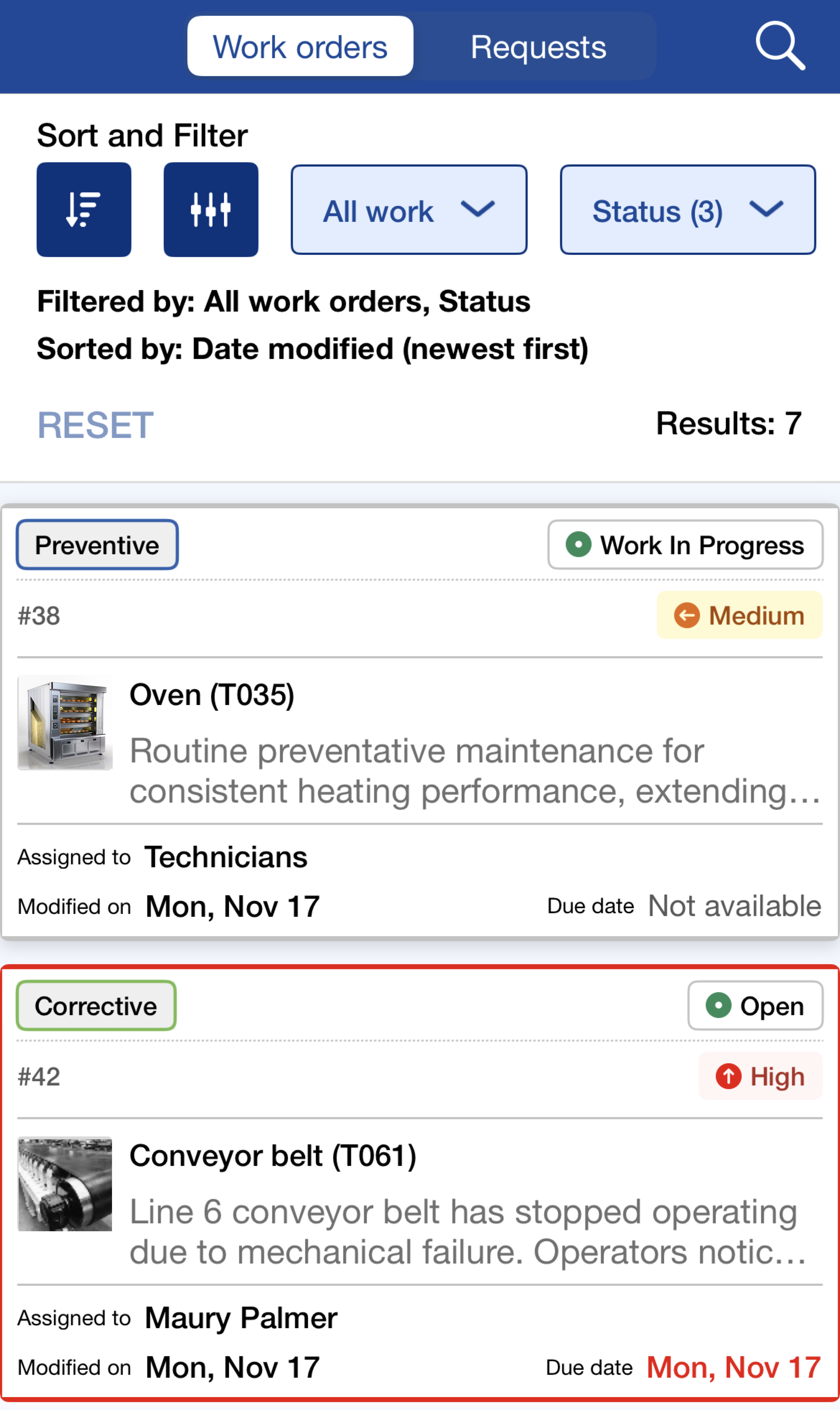 About work order cards on mobile – Help Center