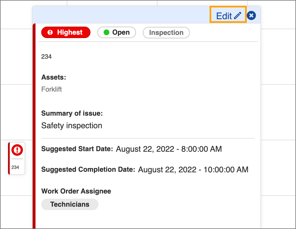 Edit work orders in the calendar – Help Center